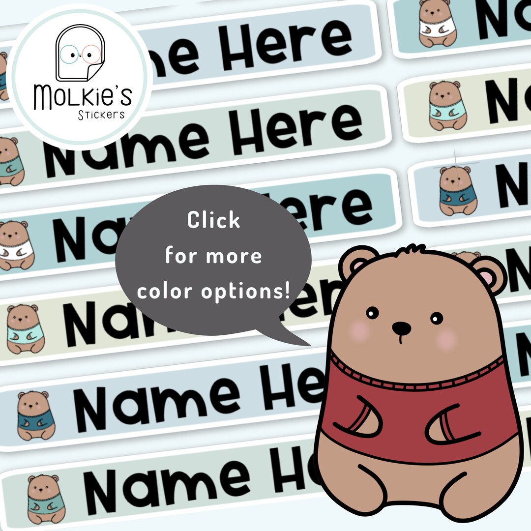 Toddler Cute Bear Name Label for Kids School Supplies Stickers for Kids ...