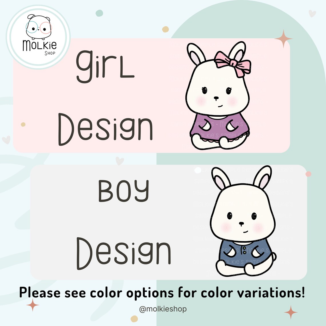 Cute Bunny Name Label for Kids Daycare Name Sticker Waterproof UV ...