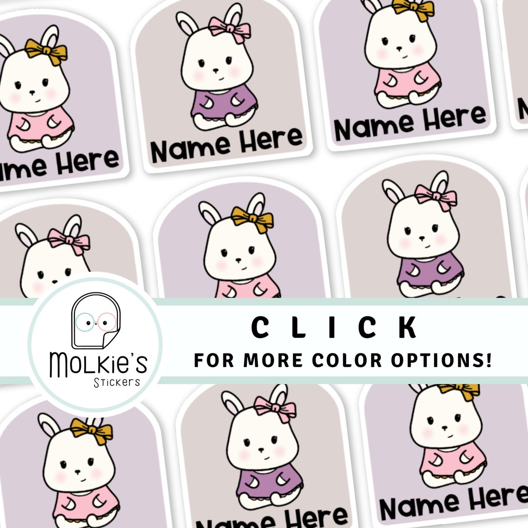 Cute Bunny Kids Name Label for School Supplies Stickers for Kids ...