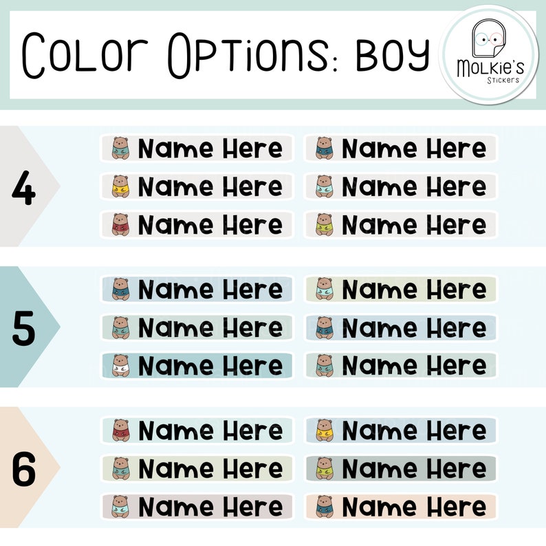 Toddler Cute Bear Name Label for Kids School Supplies Stickers for Kids ...