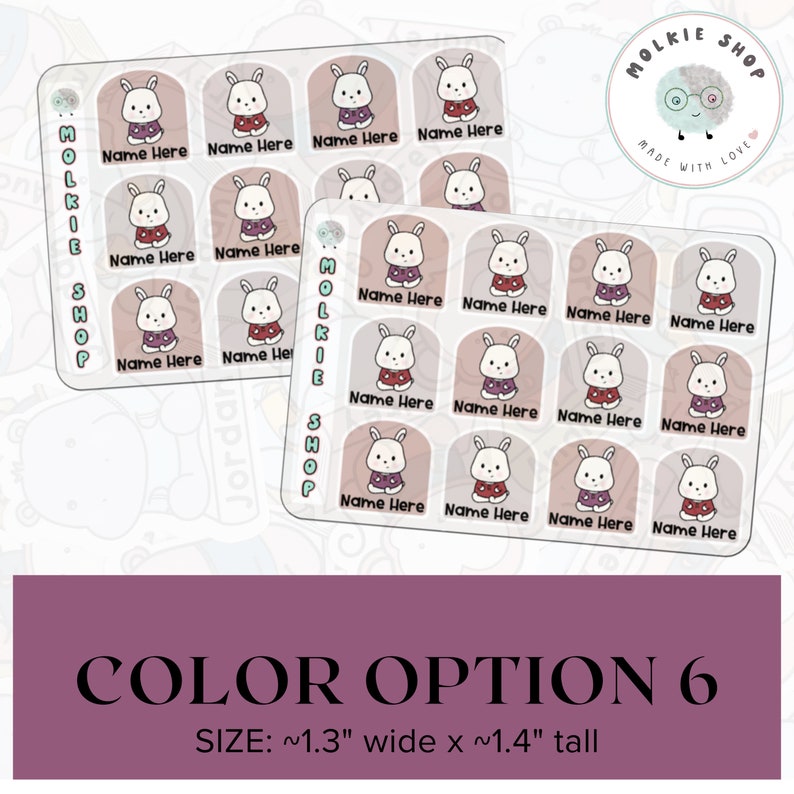 Cute Bunny Name Label for Kids Daycare Name Sticker Waterproof - Etsy