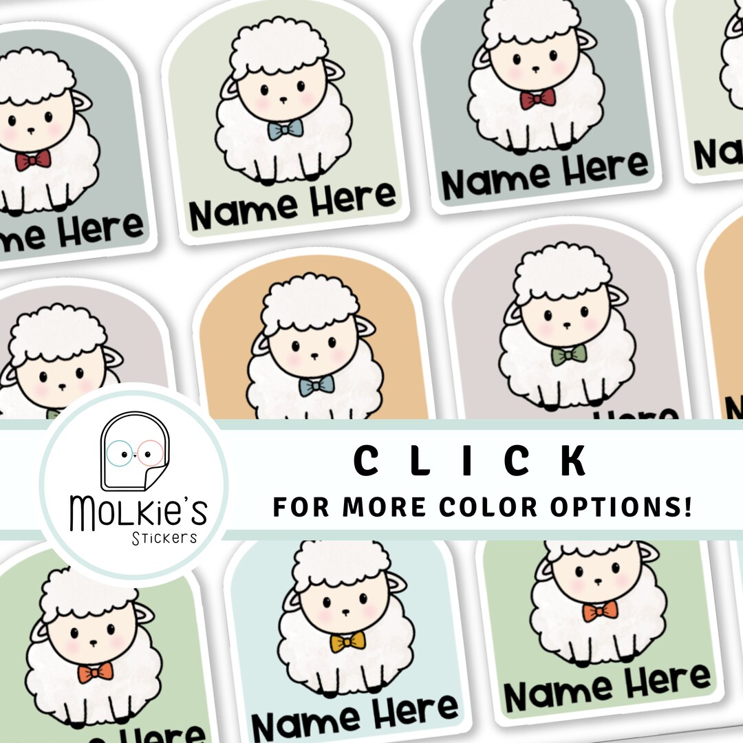 Cute Sheep Name Label for Daycare Stickers for Kids Waterproof Water ...