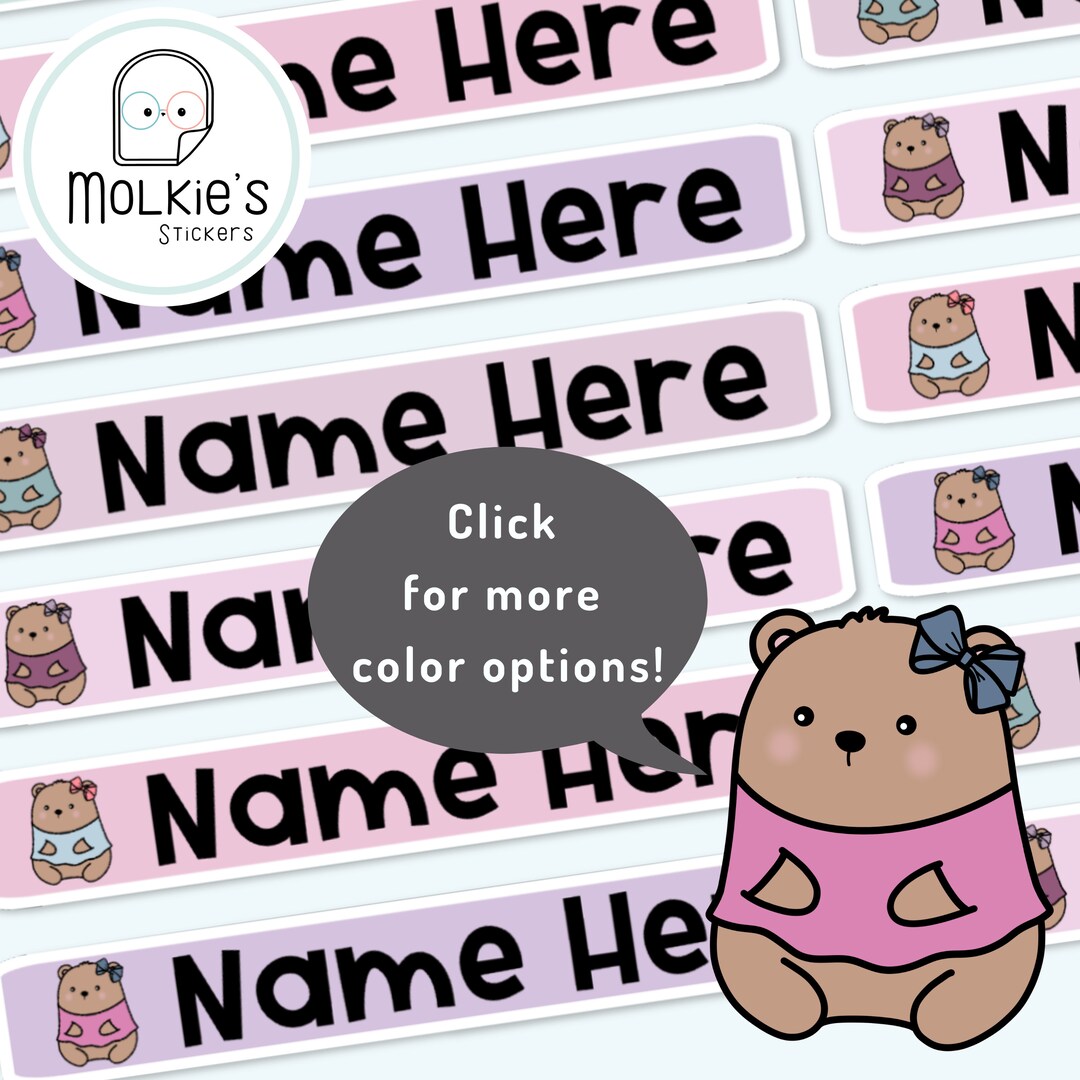 Cute Bear Name Label for Kids Name Label for School Supplies Stickers ...