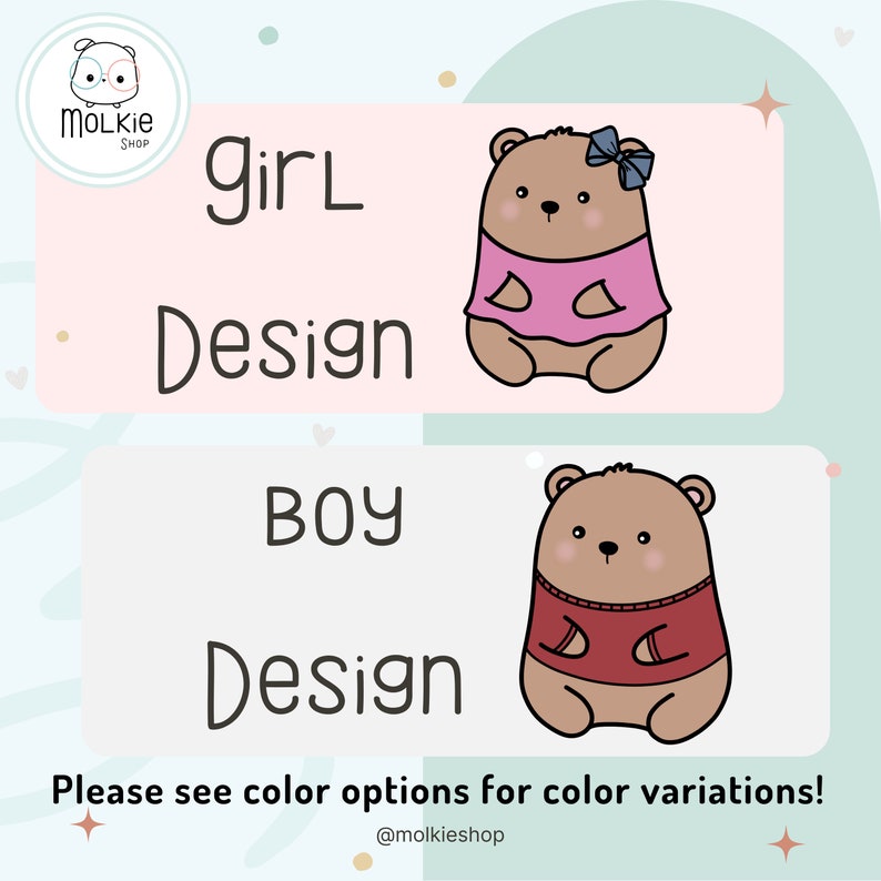 Toddler Cute Bear Name Label for Kids School Supplies Stickers for Kids ...