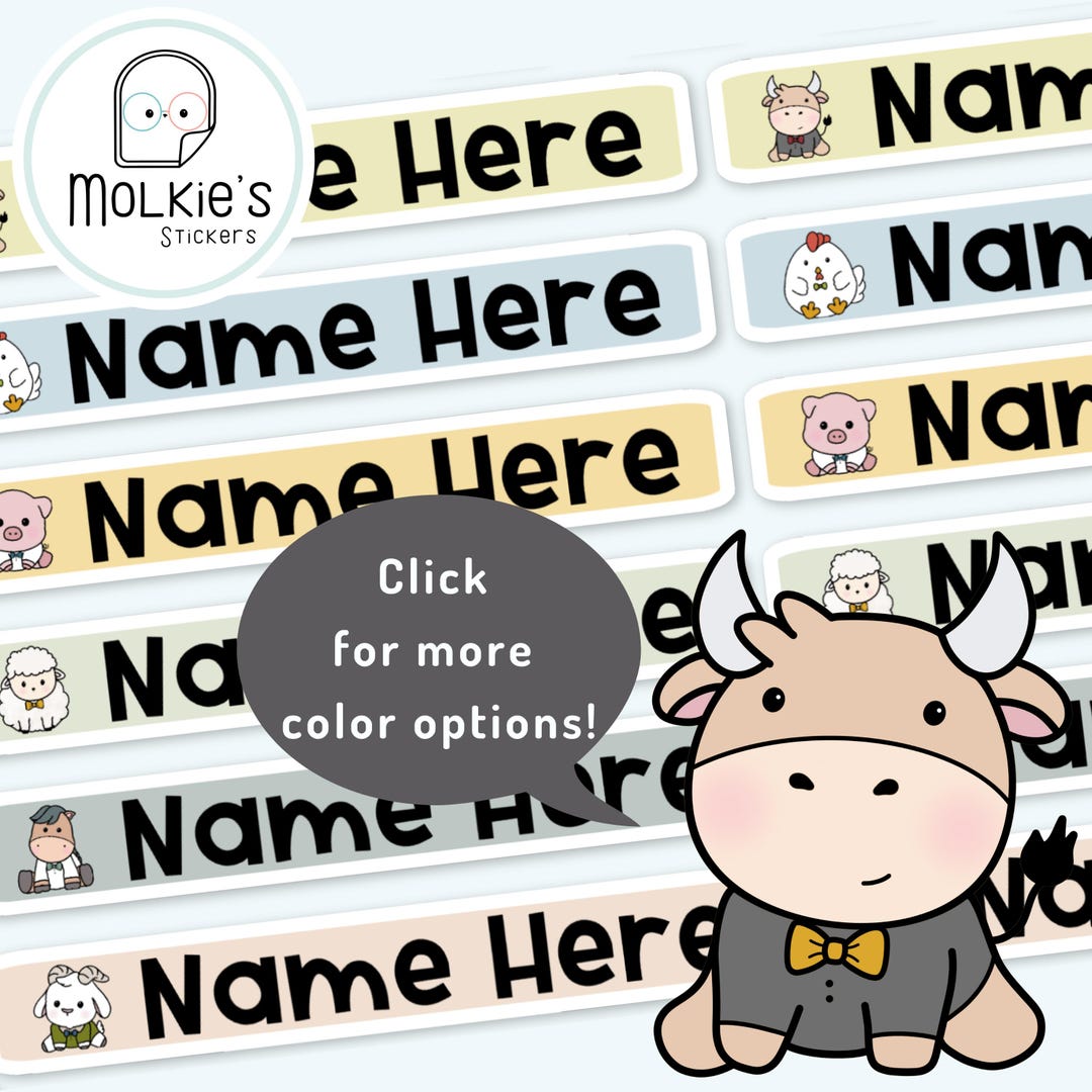 Cute Farm Animals Name Labels for Daycare Label for Kids School ...