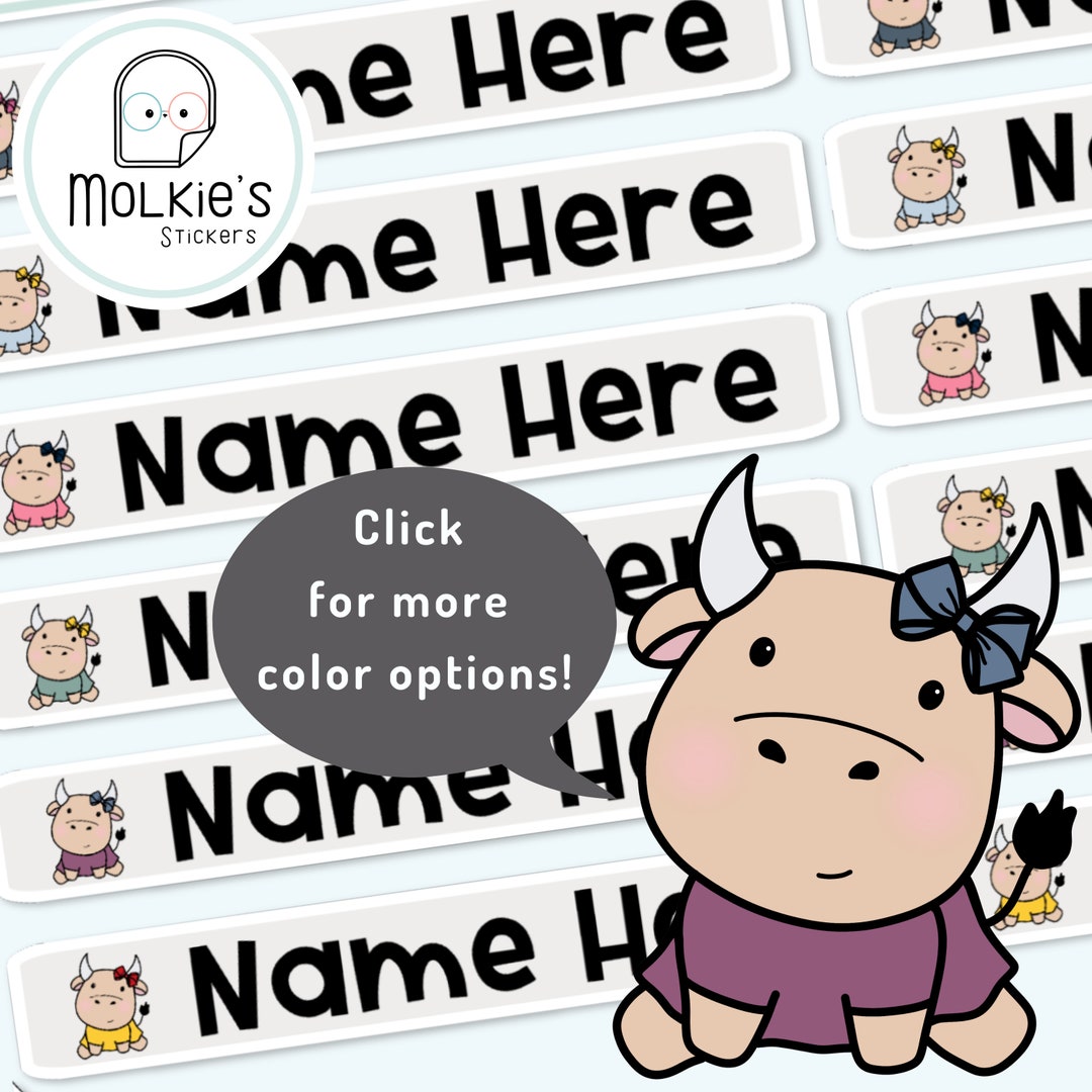 Cute Ox Name Tag Water Proof Label for Kids School Supplies ...