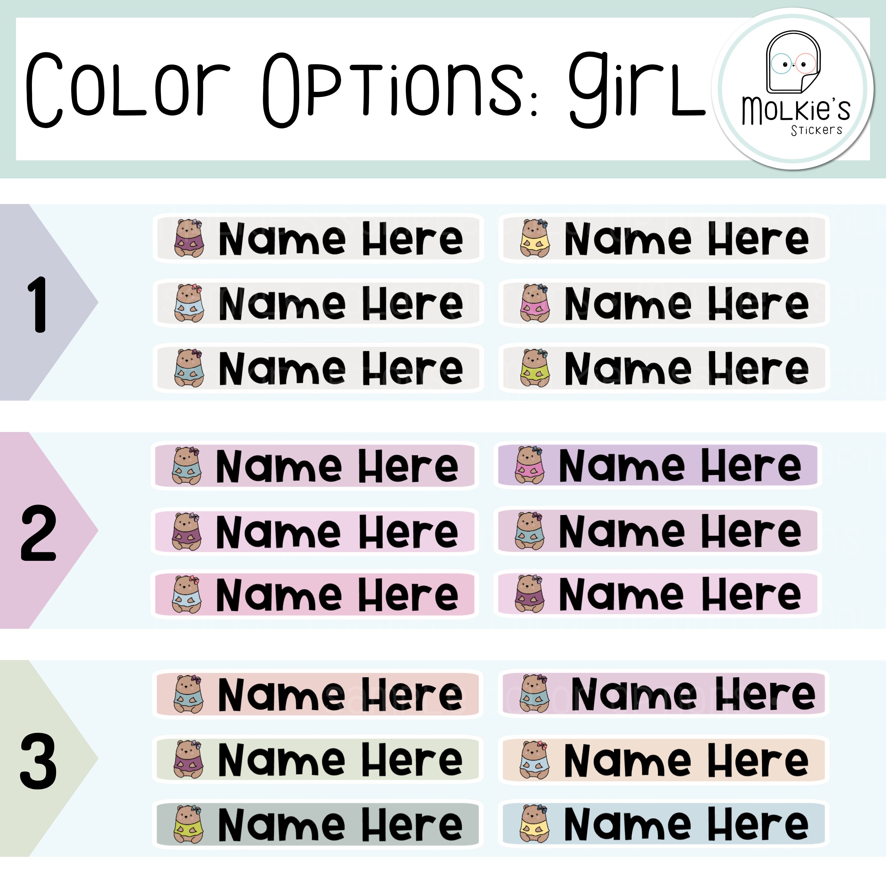 Toddler Cute Bear Name Label for Kids School Supplies Stickers for Kids ...
