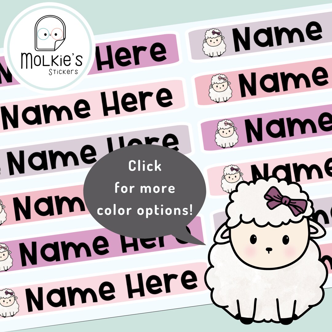 Cute Sheep Waterproof Name Label for Kids School Supplies Stickers the ...