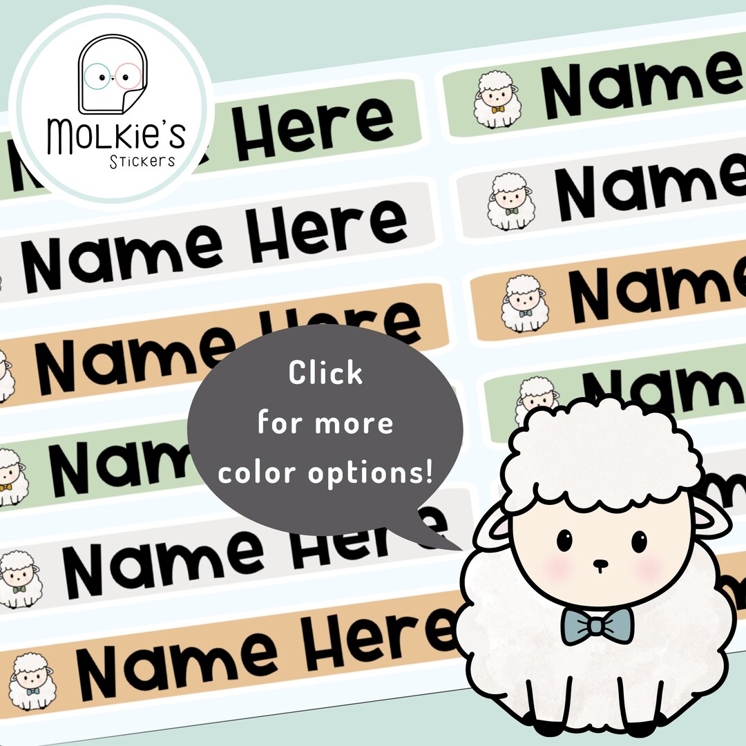 Cute Lamb Waterproof Name Label for Kids School Supplies Stickers the ...