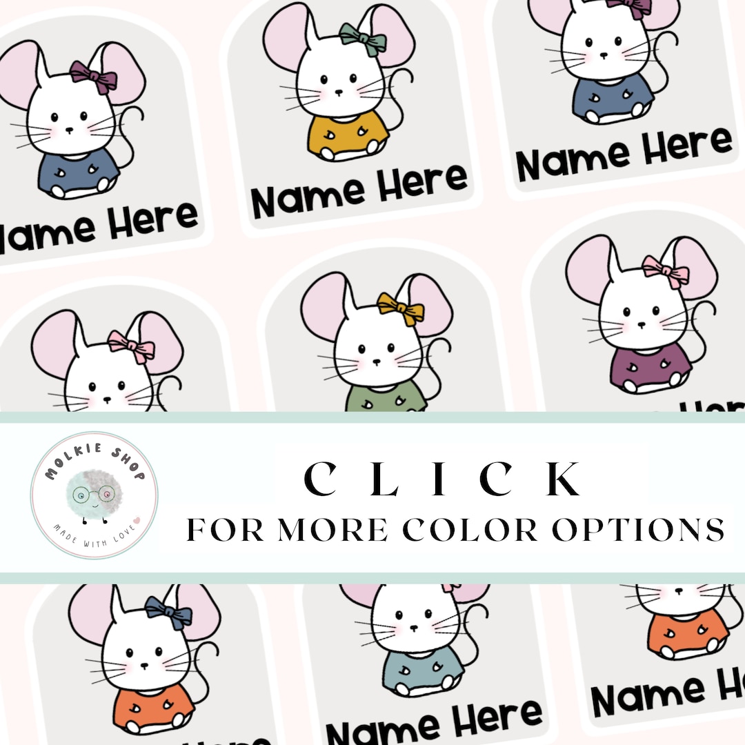 Cute Mouse Name Label for Daycare Stickers for Kids Waterproof Water ...