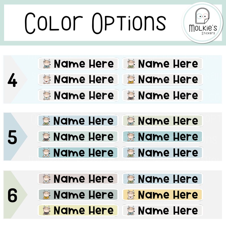 Cute Ox Name Tag Water Proof Label for Kids School Supplies ...