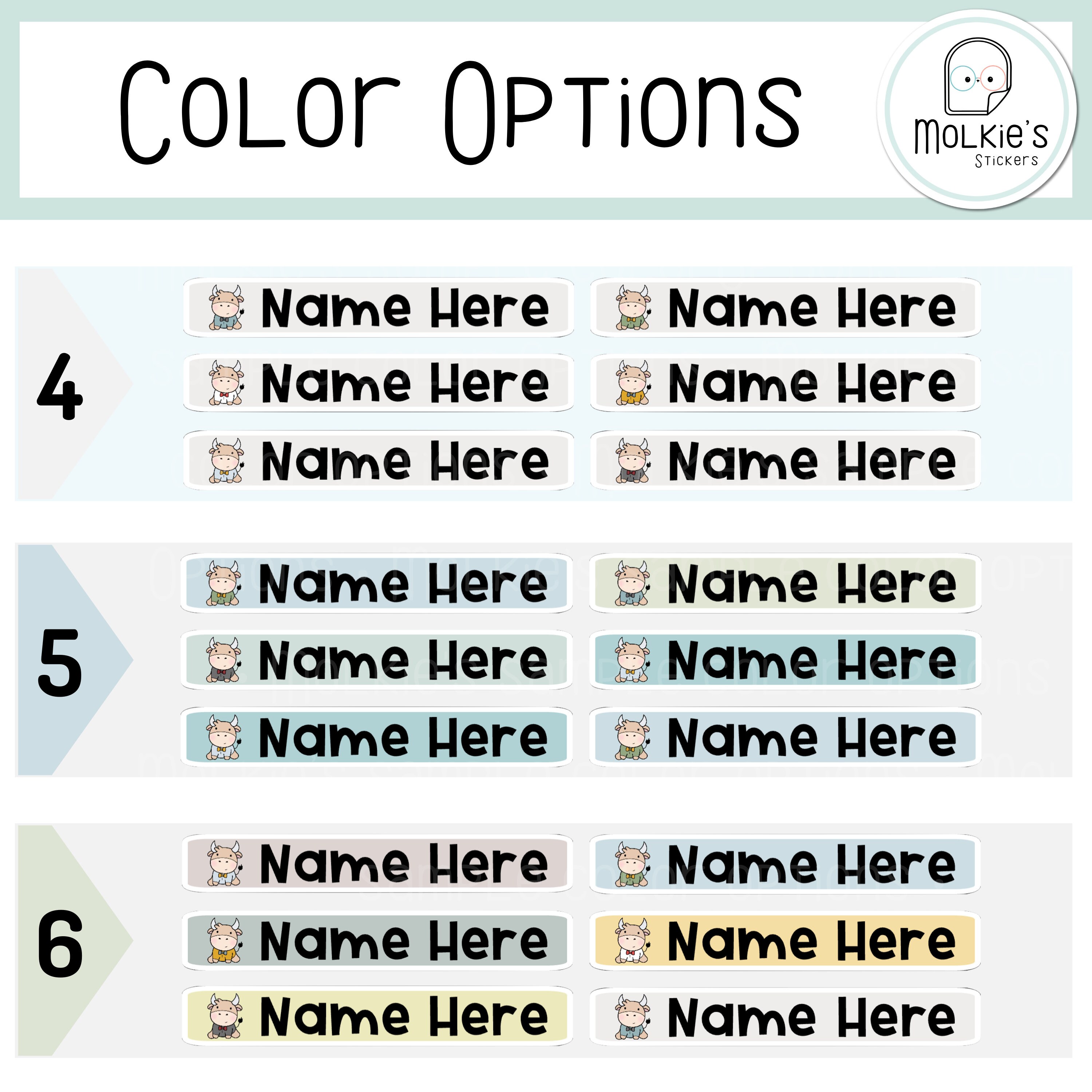 Cute Ox Name Tag Water Proof Label for Kids School Supplies ...