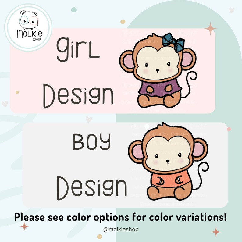 Cute Monkey Waterproof Name Label for Kids School Supplies Personalized ...