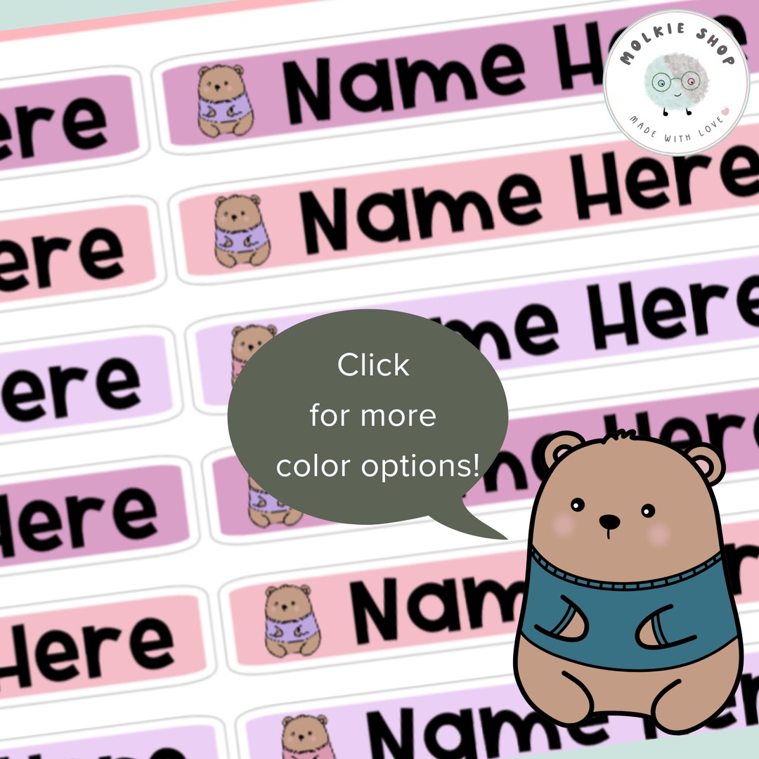 Cute Bear Name Label for Kids Name Label for School Supplies Stickers ...