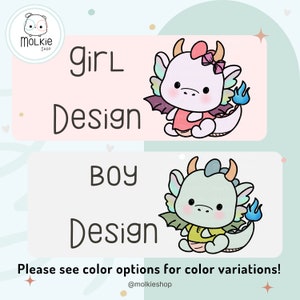 Cute Girl Dragon Waterproof Name Label for Kids School Supplies ...