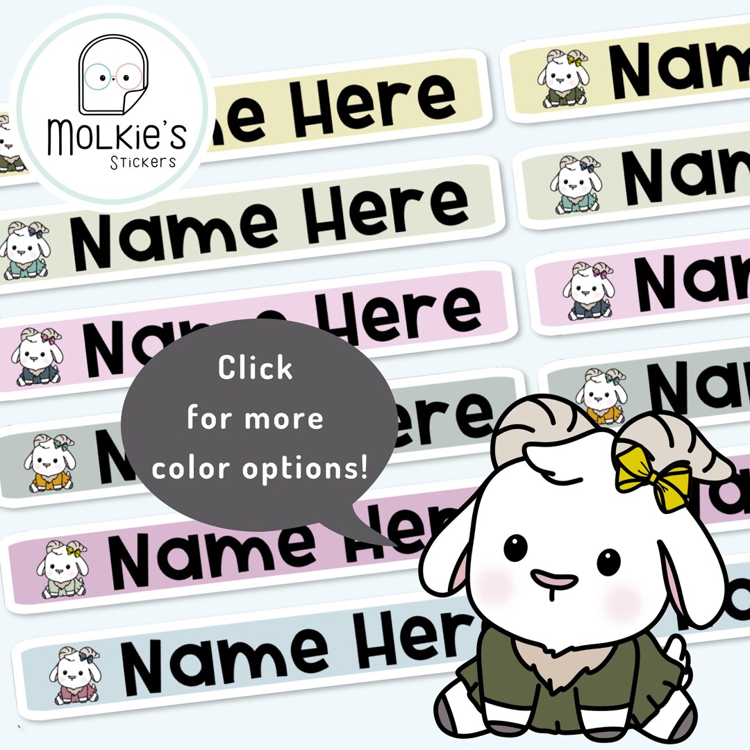 Cute Goat Waterproof Name Label for Kids School Supplies Customize Kids ...