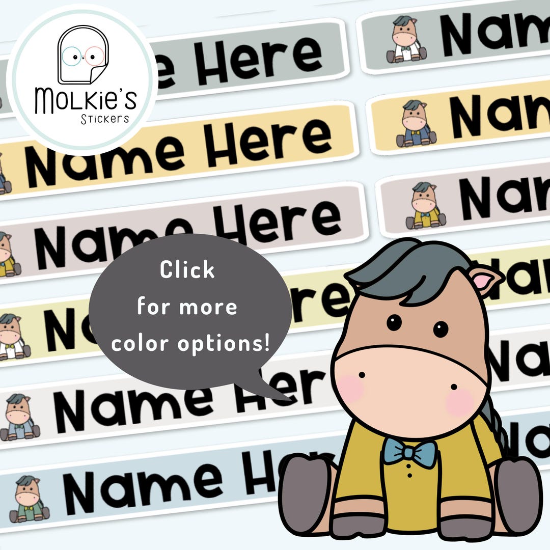 Cute Horse Name Labels for Daycare Label for Kids School Supplies ...