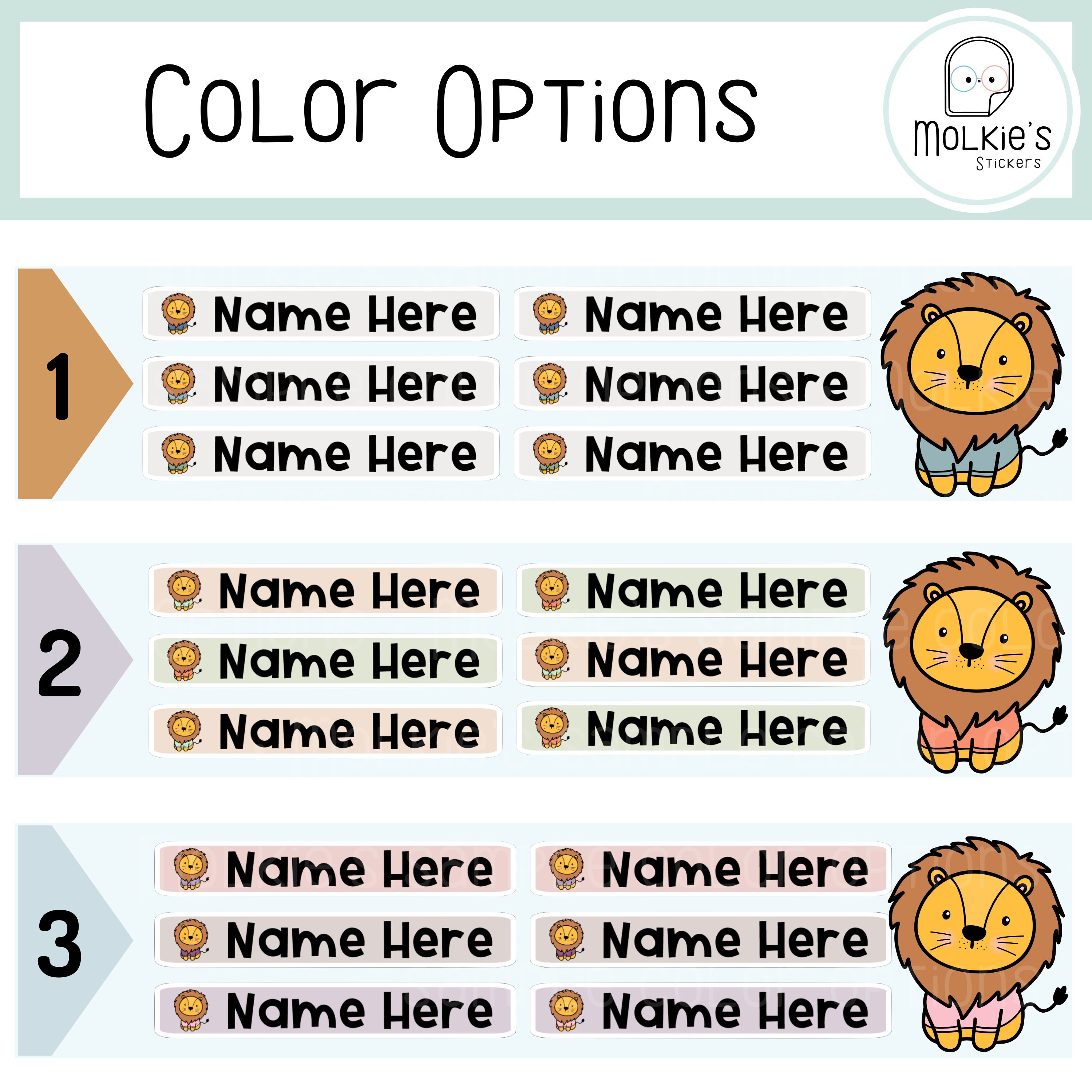 Cute Lion Waterproof Name Label for Kids School Supplies Personalized ...
