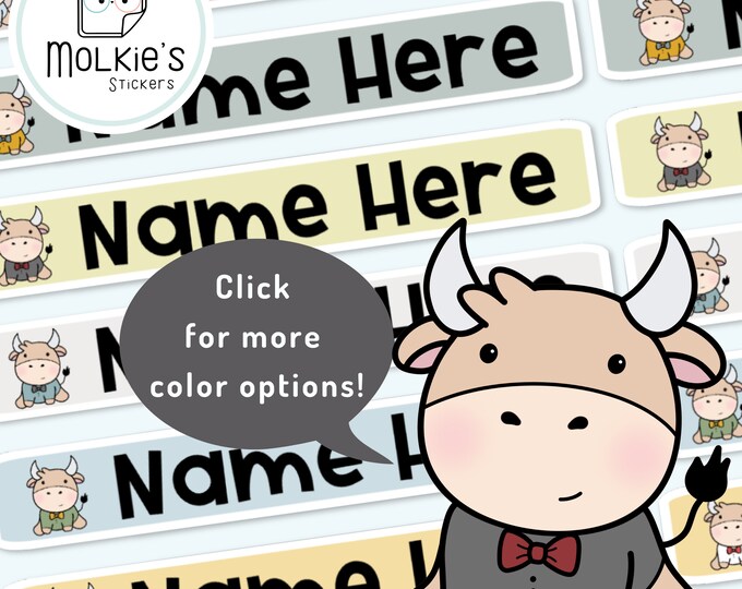 Cute Ox Name Tag Water Proof Label for Kids School Supplies ...