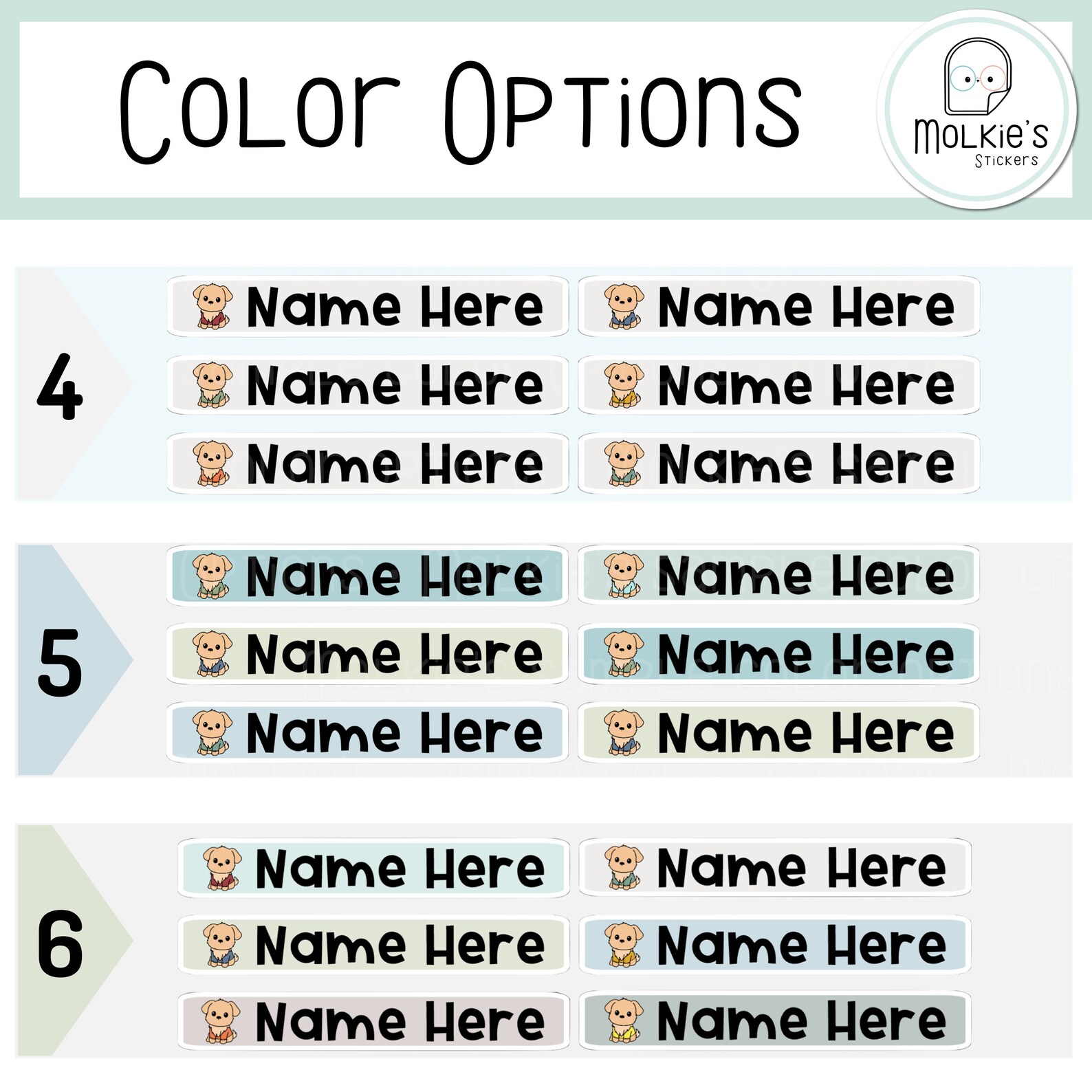 Cute Dog Waterproof Name Label for Kids School Supplies Personalized ...