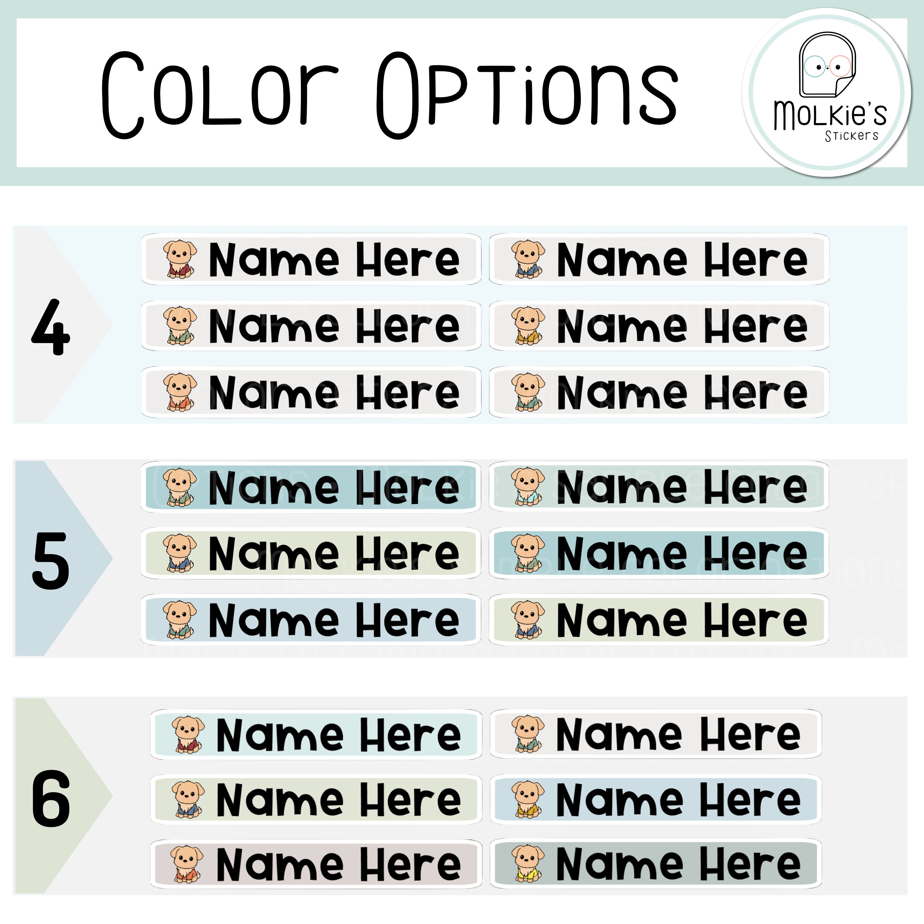 Cute Dog Waterproof Name Label for Kids School Supplies Personalized ...