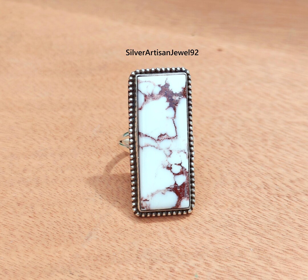 Wild Horse Magnesite Ring, Handmade Sterling Silver, Square Ring - Etsy