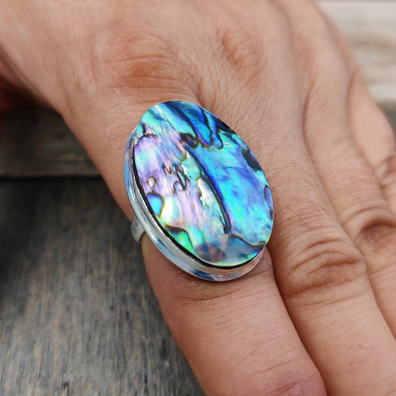 Abalone and Jade Ring - Etsy