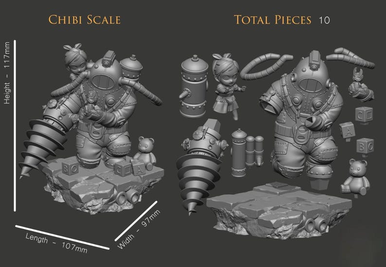 Chibi Deep Diver STL Model: 3D Printable Figurine (digital File) - Etsy