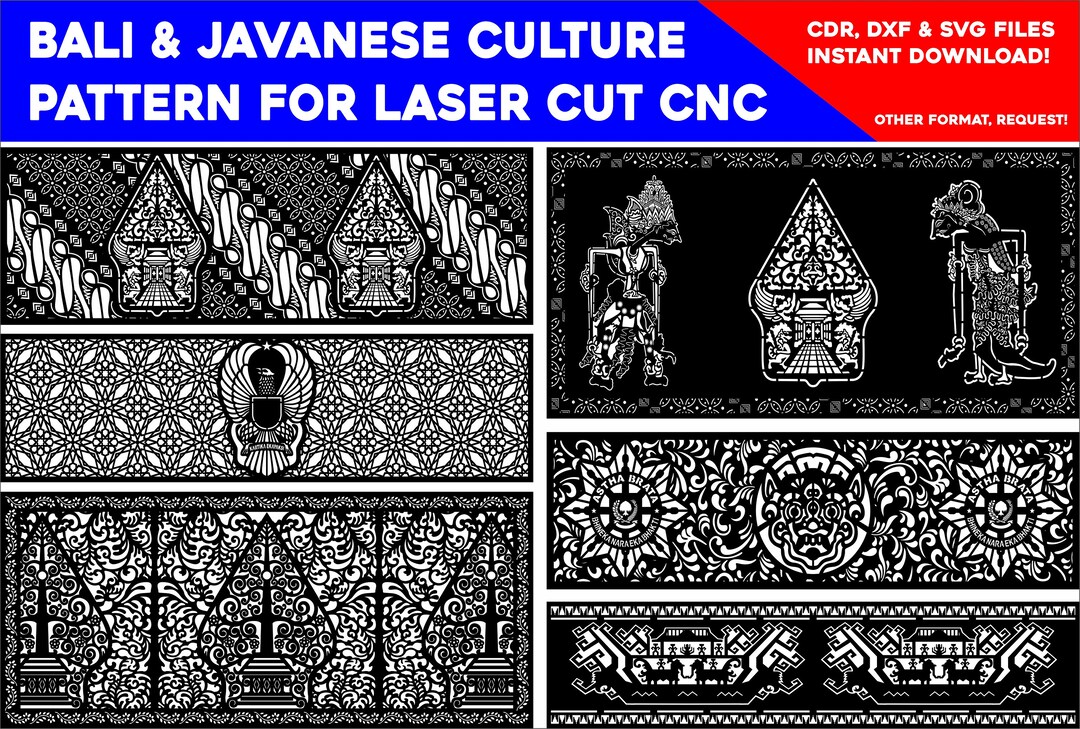 Bali & Javanese Culture Pattern for Laser Cut and CNC, Cdr, Dxf, Svg ...