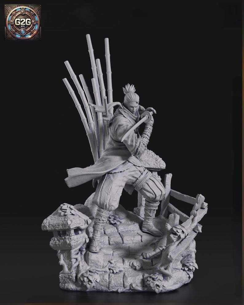 Wolf 3D Printable STL Figurine | Sekiro Inspired One-armed Shinobi ...