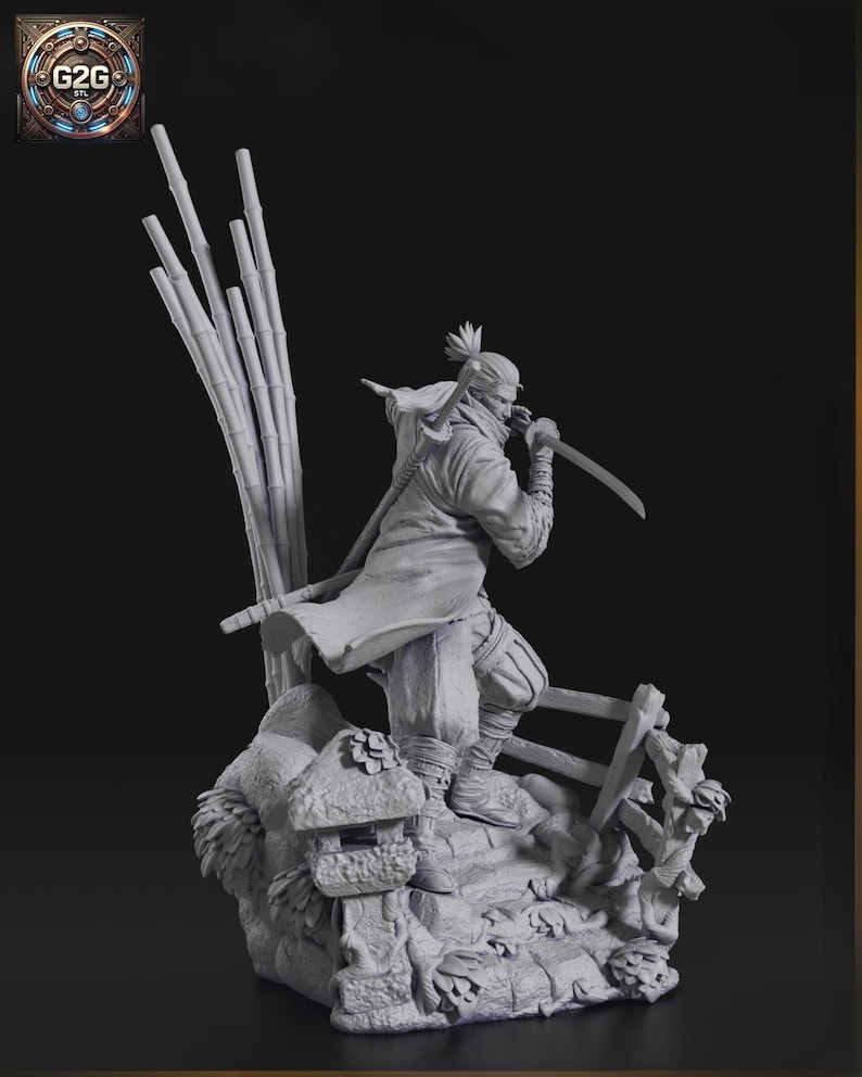 Wolf 3D Printable STL Figurine | Sekiro Inspired One-armed Shinobi ...
