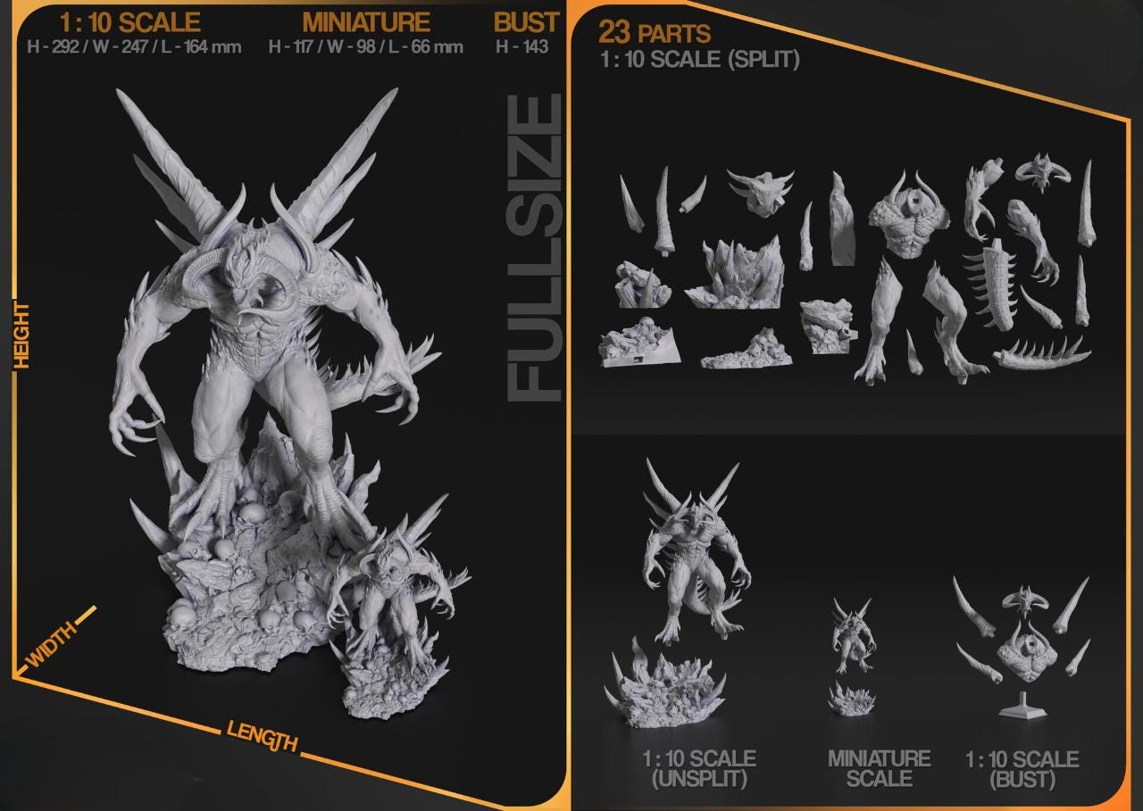 Flame-wreathed Demon STL File – Dark Fantasy 3D Printable Model for ...