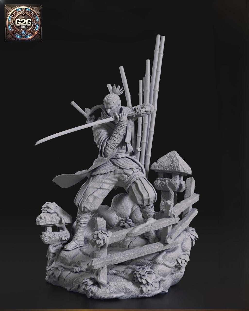 Wolf 3D Printable STL Figurine | Sekiro Inspired One-armed Shinobi ...