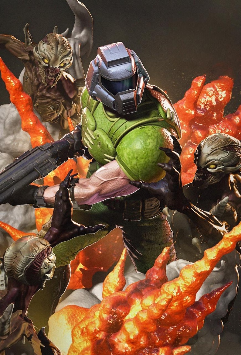 Doom Guy STL 3D Model – Printable Legendary Demon Slayer Figure for 3D ...