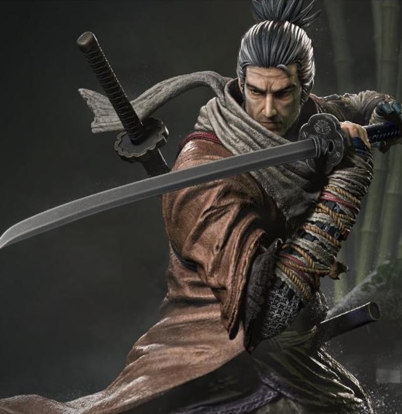 Wolf 3D Printable STL Figurine | Sekiro Inspired One-armed Shinobi ...