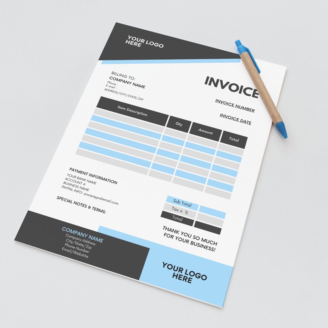 Invoice Template Editable Canva Template Small Business Custom Order ...