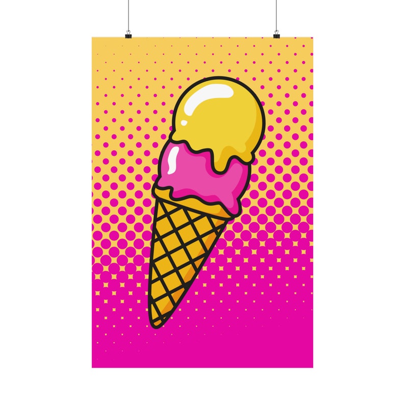 Ice Cream Cone Poster | Pop Art | Printed Poster | Ice Cream Lovers Art ...