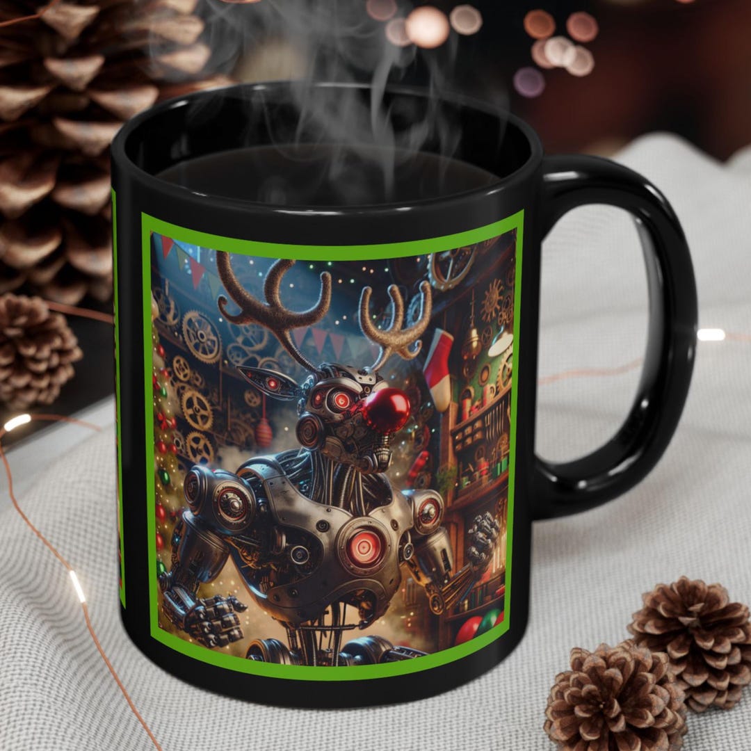 Christmas Mug | Rudolph Red Nosed Reindeer | Steampunk | 11oz | Black ...