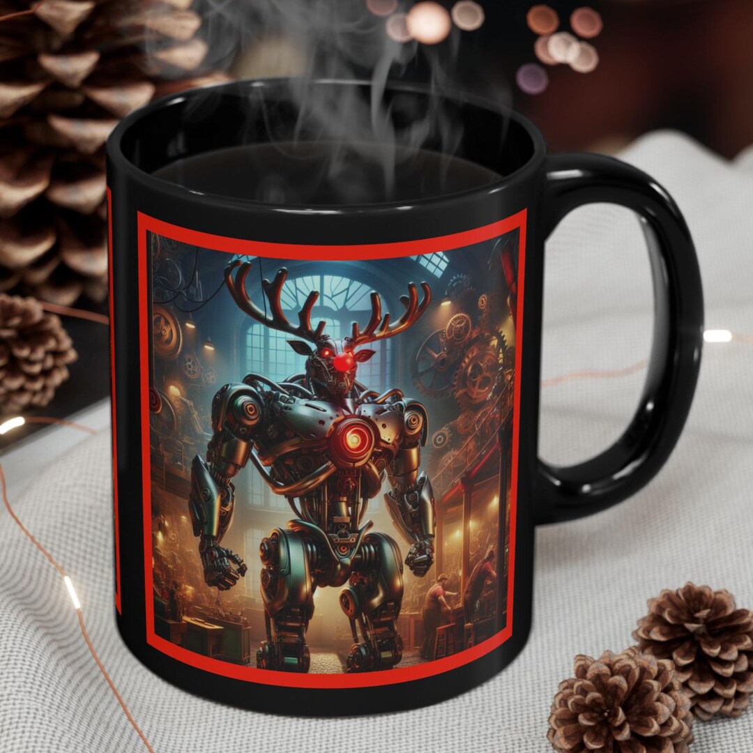 Christmas Mug | Rudolph Red Nosed Reindeer | Steampunk | 11oz | Black ...