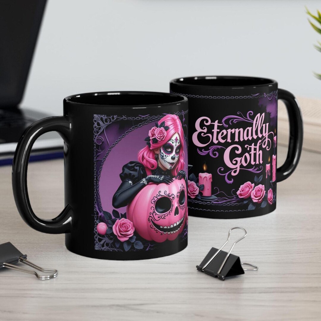 Pink Goth Coffee Mug | Gothic Girl Mug | 11oz 15oz Black Cup ...