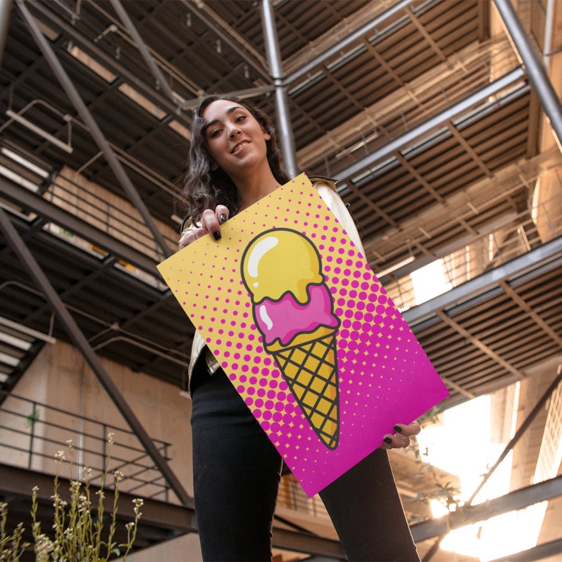 Ice Cream Cone Poster | Pop Art | Printed Poster | Ice Cream Lovers Art ...