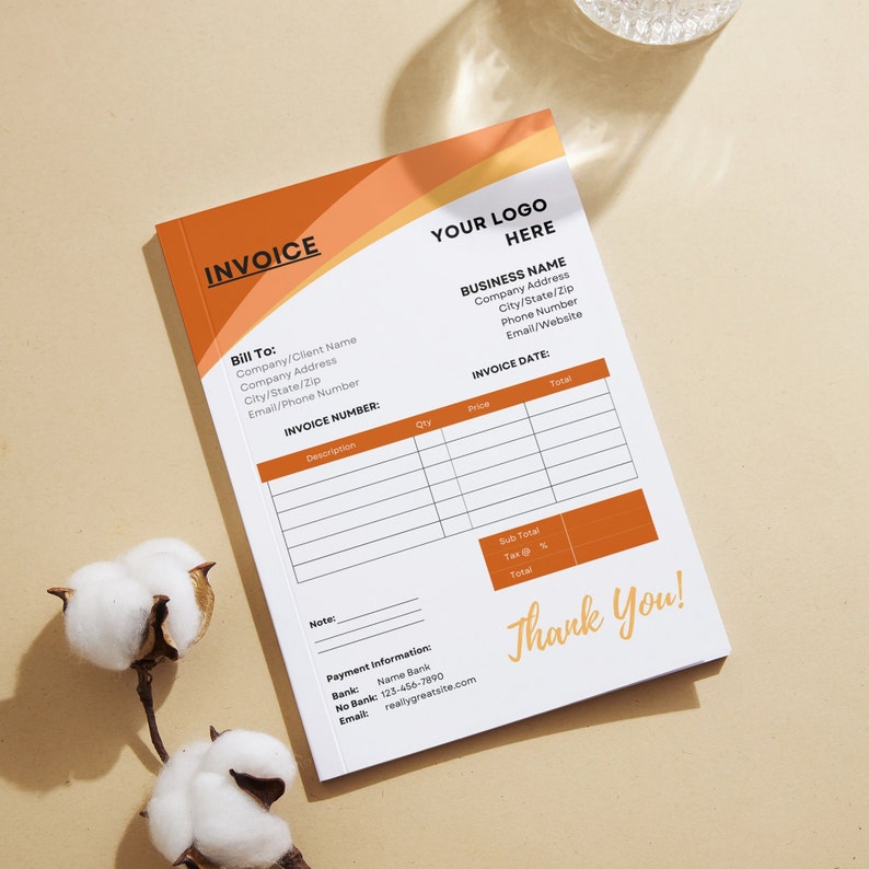 Invoice Template Editable Canva Template Small Business Custom Order ...