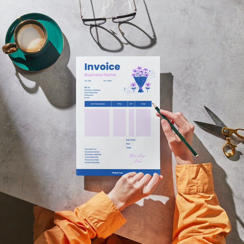 Invoice Template Editable Canva Template Small Business Custom Order ...