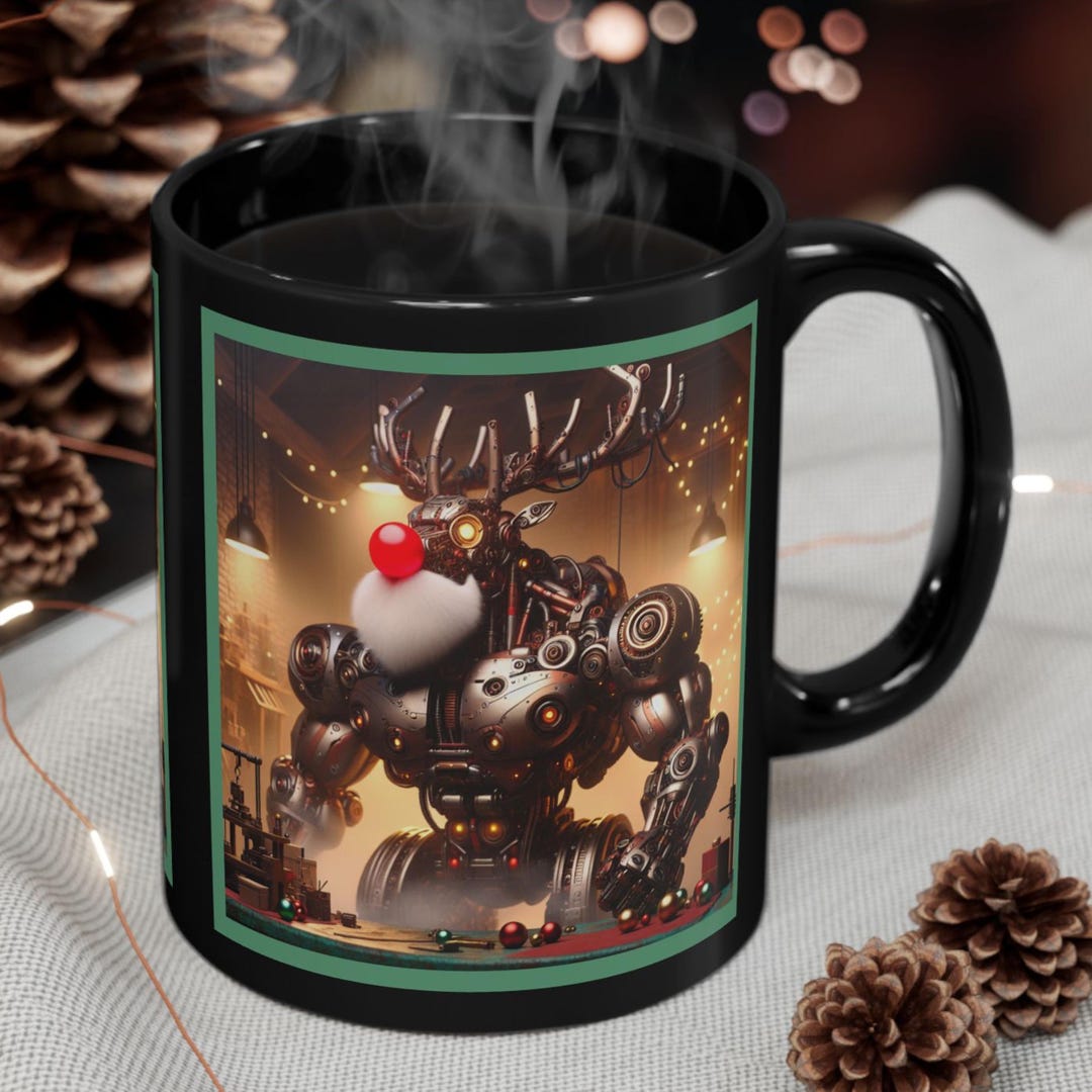 Christmas Mug | Rudolph Red Nosed Reindeer | Steampunk | 11oz | Black ...