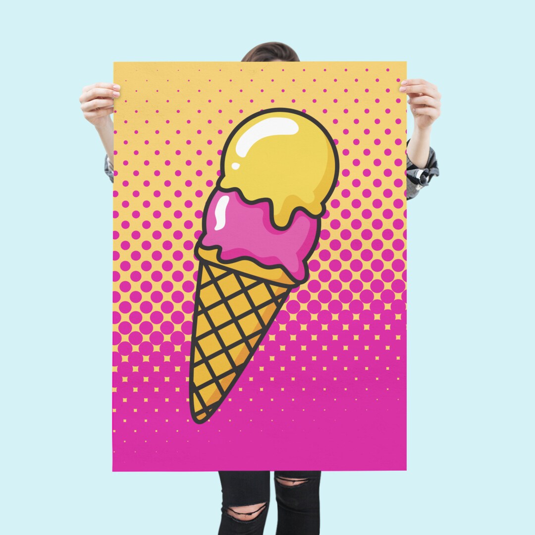 Ice Cream Cone Poster | Pop Art | Printed Poster | Ice Cream Lovers Art ...