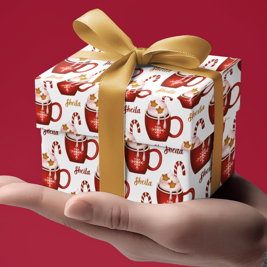 Personalized Hot Cocoa Wrapping Paper | Custom Name Christmas Gift Wrap ...