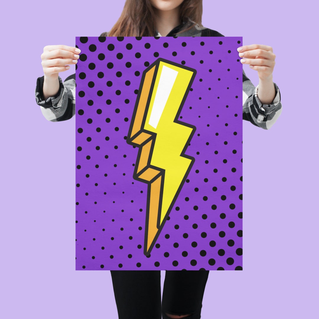 Purple Lightening Poster | Pop Art | Printed Poster | Childs Room Art ...