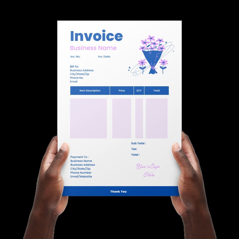 Invoice Template Editable Canva Template Small Business Custom Order ...