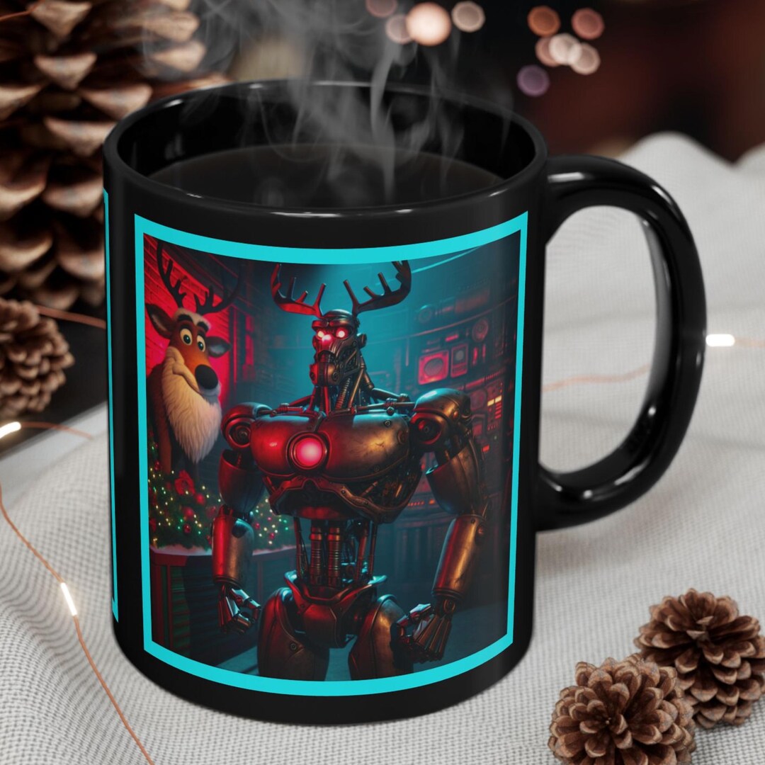Christmas Mug | Rudolph Red Nosed Reindeer | Steampunk | 11oz | Black ...
