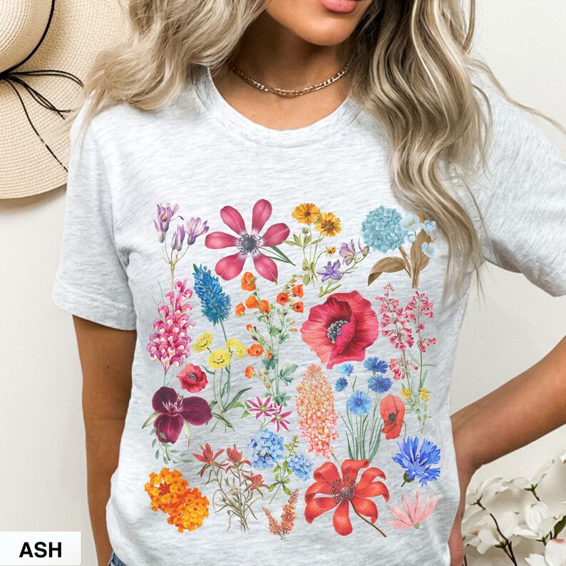Flower T-shirt, Wildflower Shirt, Nature Lover Tee, Botanical T-shirt ...